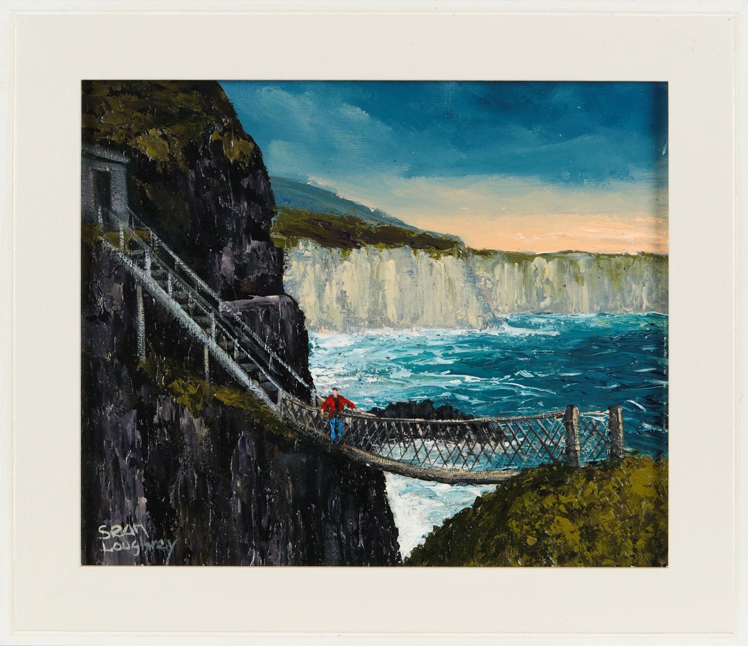 Sean Loughrey | HIGH TIDE AT CARRICK A REDE ROPE BRIDGE | MutualArt