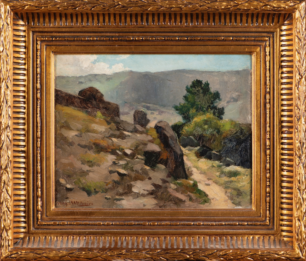 João Augusto Ribeiro | Landscape with rock and mountain (1909) | MutualArt
