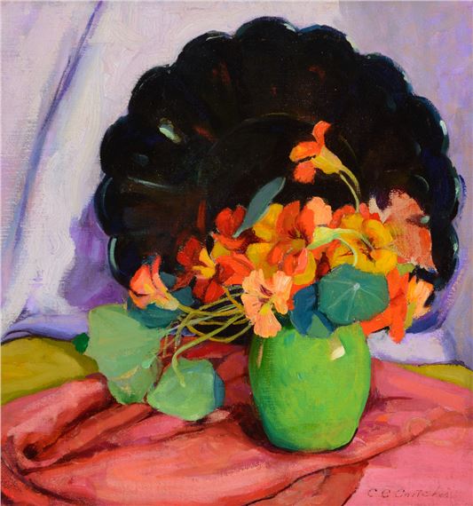 Catherine Critcher | Nasturtiums in Green Vase | MutualArt