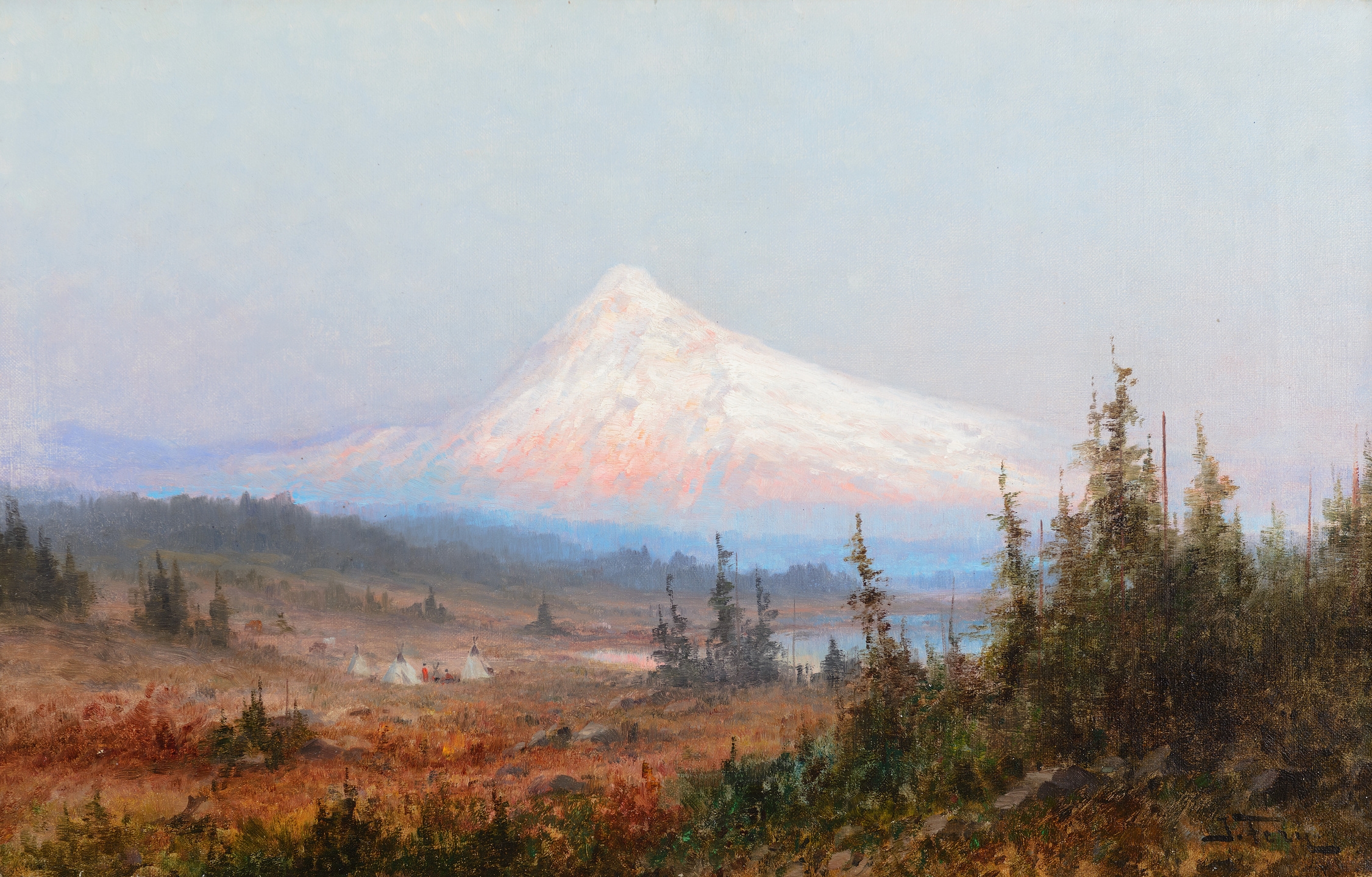 John Fery | Indian Encampment at Mt. Hood | MutualArt