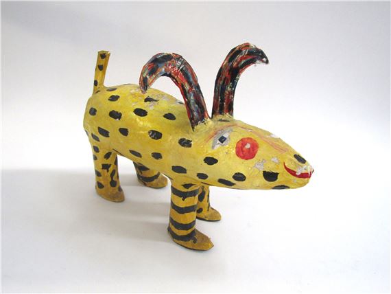 Julie Arkell | JULIE ARKELL A a folk art papier mache yellow dog f ...