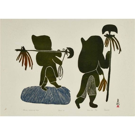 Pitseolak Ashoona | WOMEN COLLECTING KELP (1967) | MutualArt