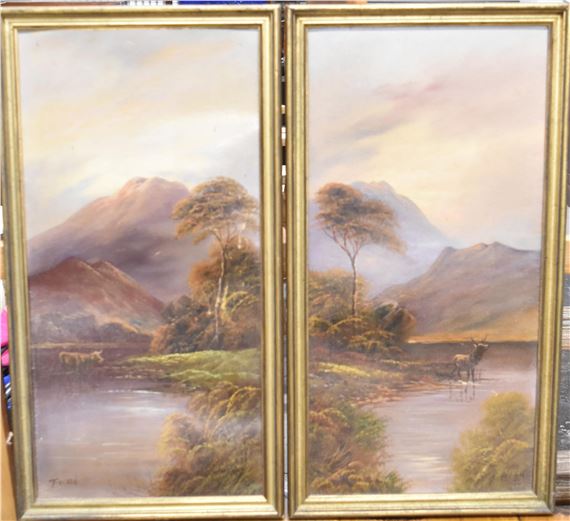 T. Wood | Highland landscapes with deer | MutualArt