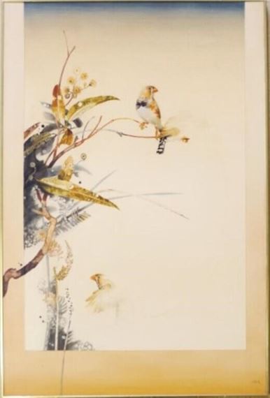 Geoffrey Hooper | Finches and Bushscape | MutualArt