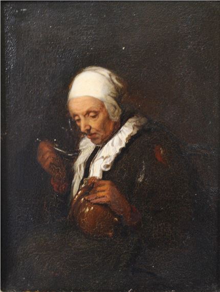 William Edward Frost | Old woman eating from a porridge pot after G ...
