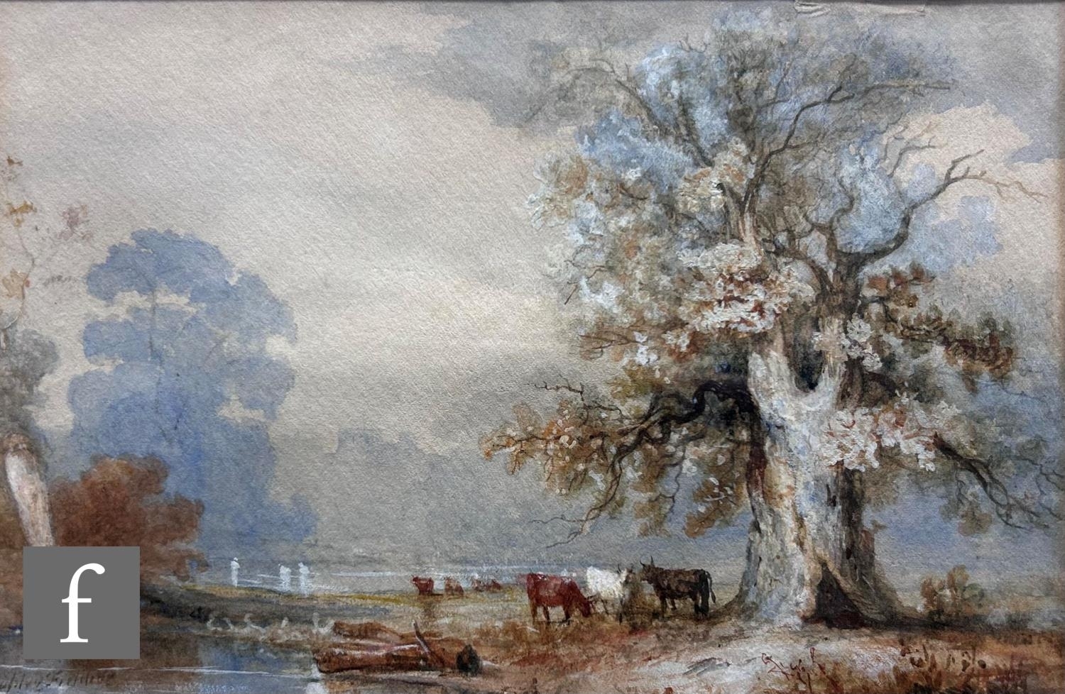 Anthony Vandyke Copley Fielding | Cows grazing before a river | MutualArt
