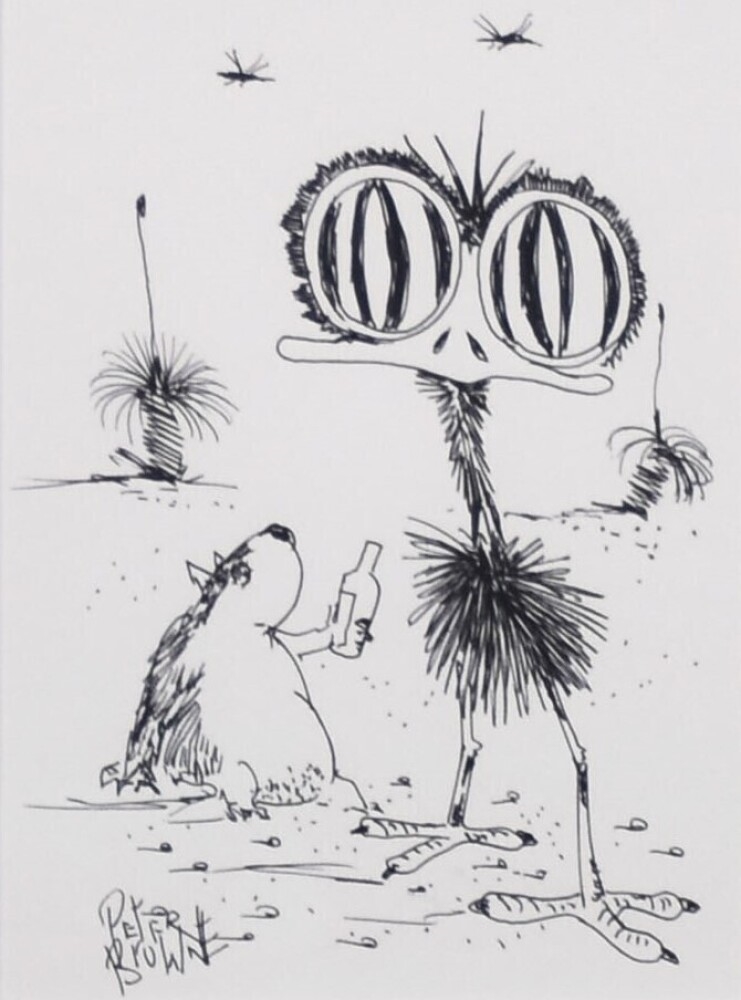 Peter Browne | Eric the Emu Being Offered a Swig | MutualArt