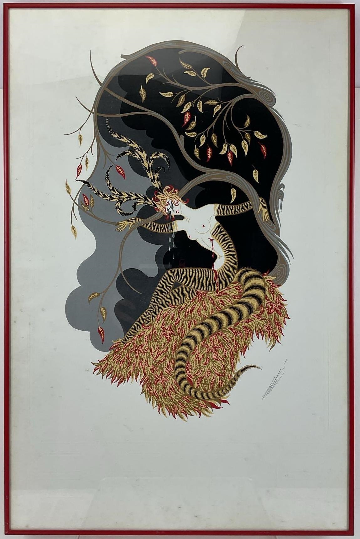 Erté | Tiger Lady in Tree | MutualArt