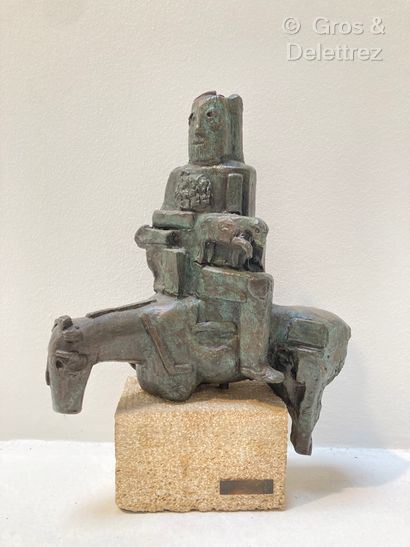 Hugo Daini | Hugo DAINI (1919-1976) Rider with sheep Sculpture in brown ...