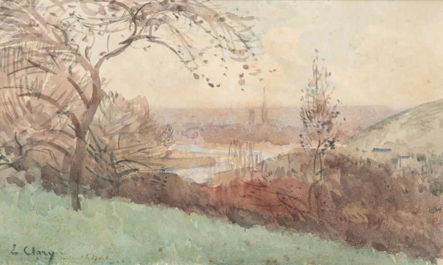 Jean Eugéne Clary | Loop of the Seine bordered by trees and a city with ...