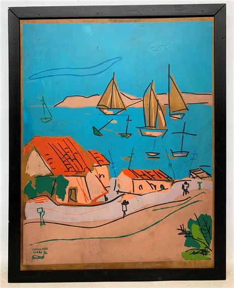 Carlos Pàez Vilarò | Carlos Paez Vilaro Paisaje con veleros Serigrafia ...