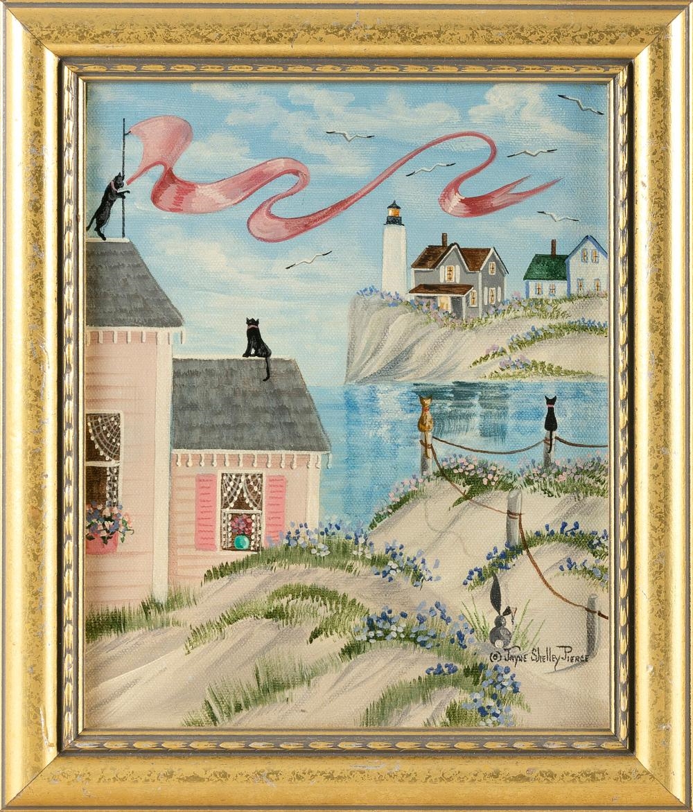 Jayne Shelley-Pierce | Two scenes of cats enjoying the seashore | MutualArt