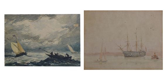 William George Denley-Hill | Watercolour - Ship in rough sea | MutualArt