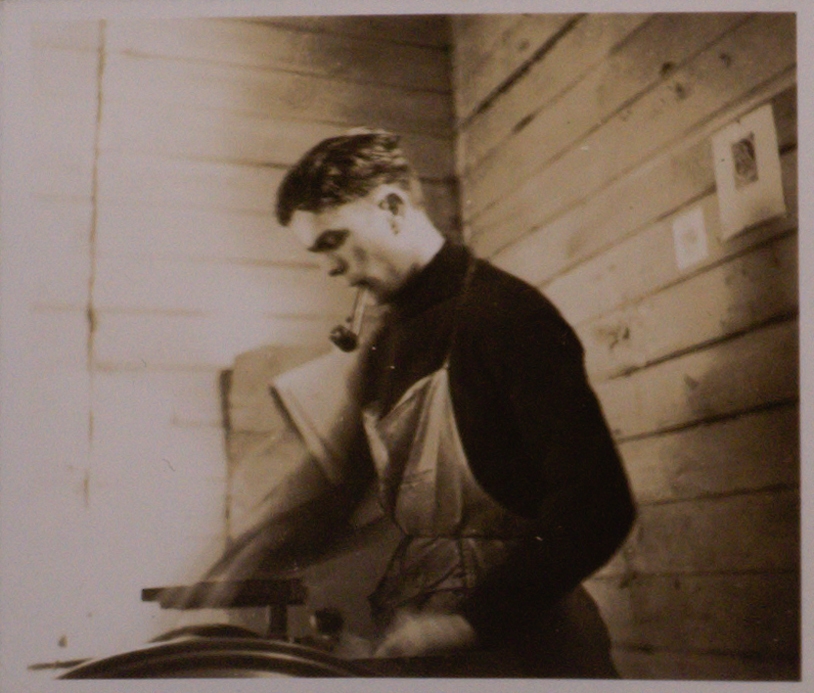 Leo Bensemann | untitled (Leo Bensemann in Workshop Smoking Pipe (1930s ...