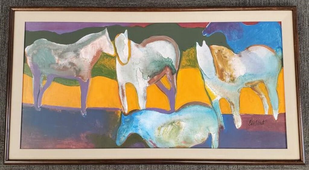 Edie Abnet | Edie Abnet signed oil painting on canvas - horses | MutualArt