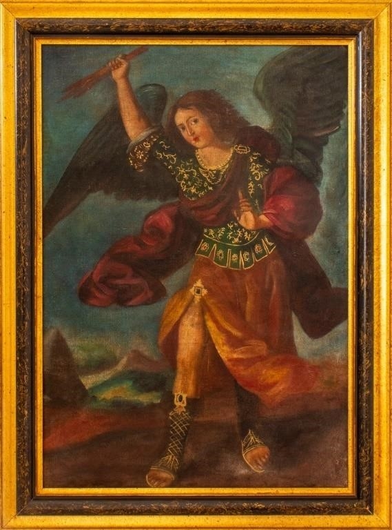 Cuzco School, 20th century | Cuzco School Style Archangel Zadkiel Oil ...