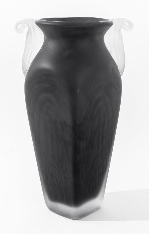 Steven Newell | Steven Newell Sandblasted Black Glass Vase | MutualArt