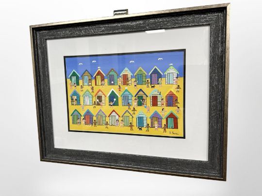 Gordon Barker | figures playing on the beach | MutualArt