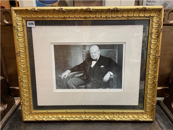 Sir Winston Churchill | PRINT OF SEATED WINSTON CHURCHILL IN GILT FRAME ...