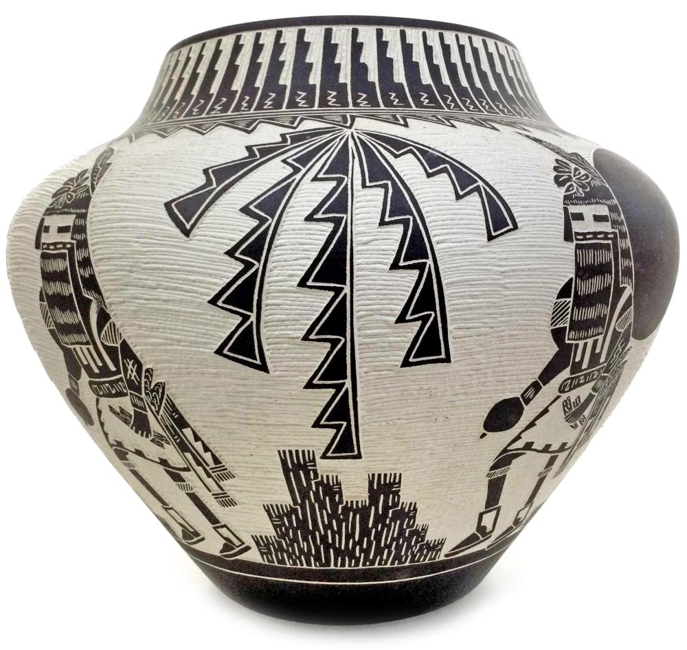 Robin Romero | M & R Romero Signed Etched Pottery Vase | MutualArt