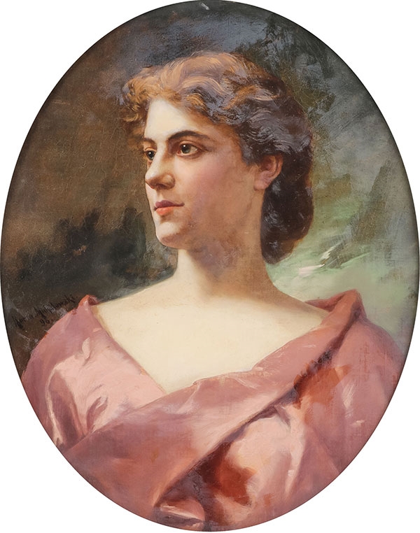 Herman Michalowski | Portrait of Young Beauty in Silk Dress | MutualArt