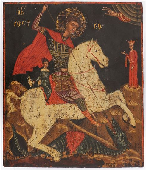 Greek School, 18th Century | A GREEK ICON OF SAINT GEORGE SLAYING ...