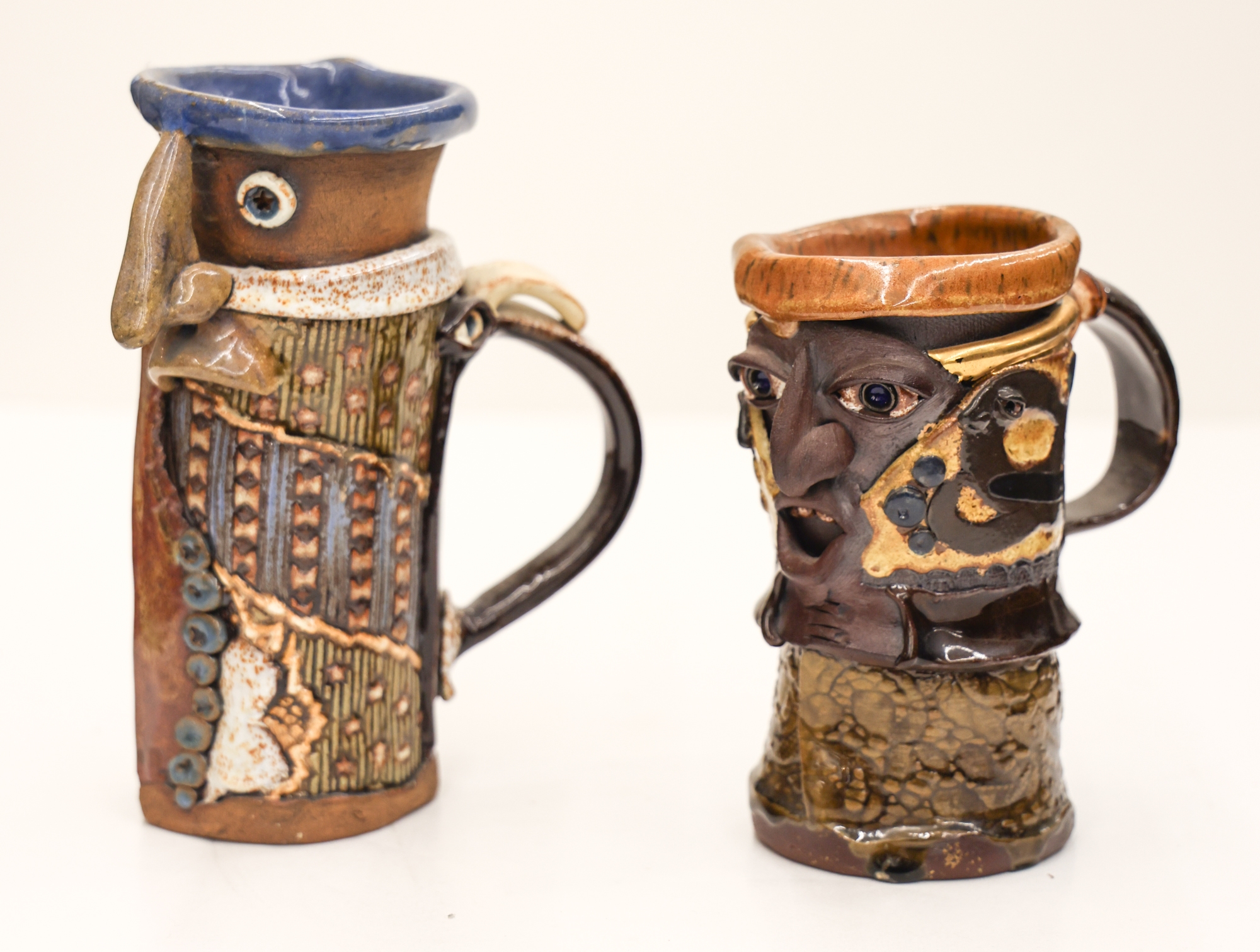 Ben Sams | 2pc Ben Sams Sculptural Mugs Ceramic | MutualArt