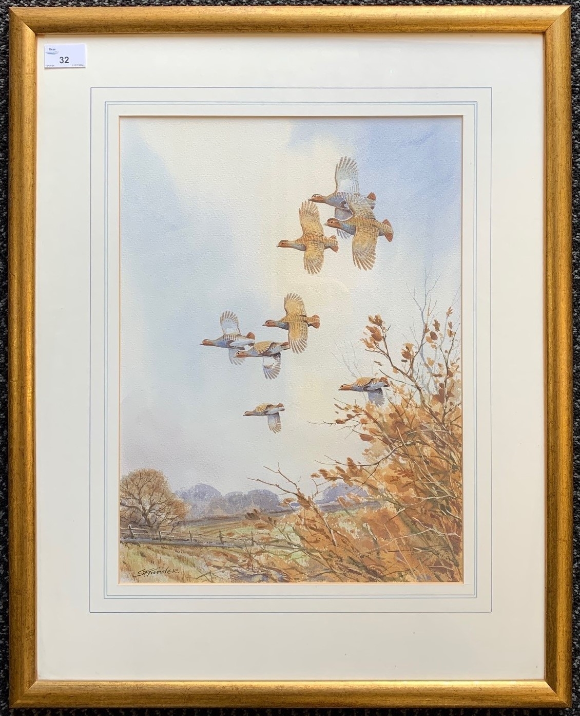 Simon Trinder | 'Gray Partridge bursting over a hedge' (2004) | MutualArt