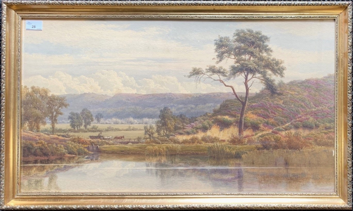 John Henry Leonard | Expansive landscape with a horse and cart ...