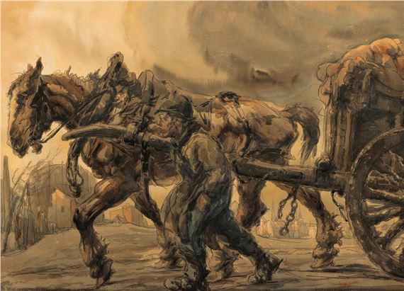 Alfred Ost | Man with horse and cart | MutualArt