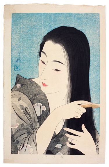 Torii Kotondo | Combing Her Hair ( Kamisuki ) (1933) | MutualArt