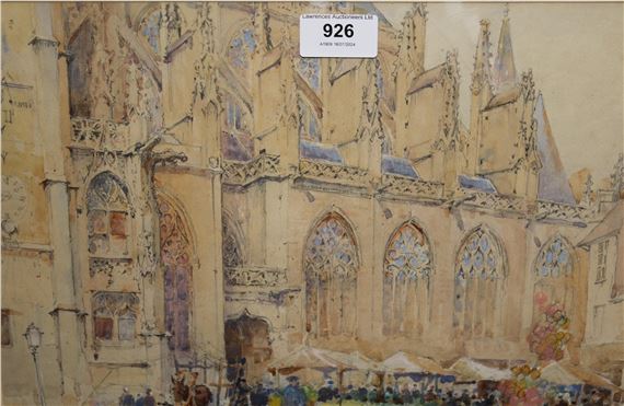 C. Weeks | market scene before a cathedral (19th Century) | MutualArt