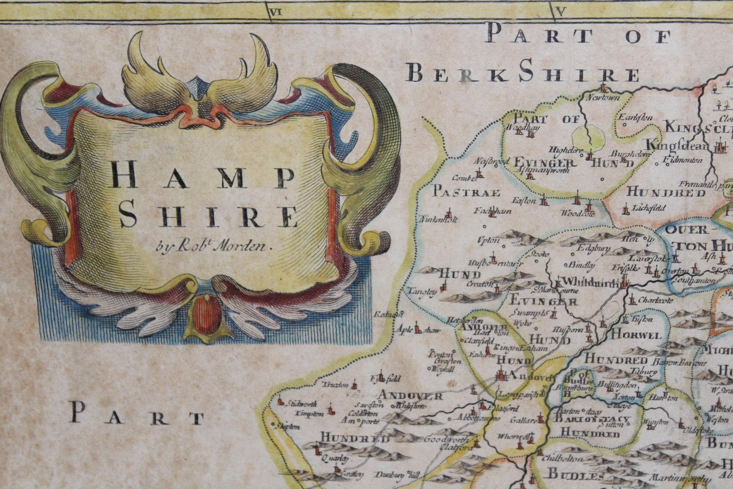 Robert Morden | 18th Century hand coloured map of Hampshire (18th ...