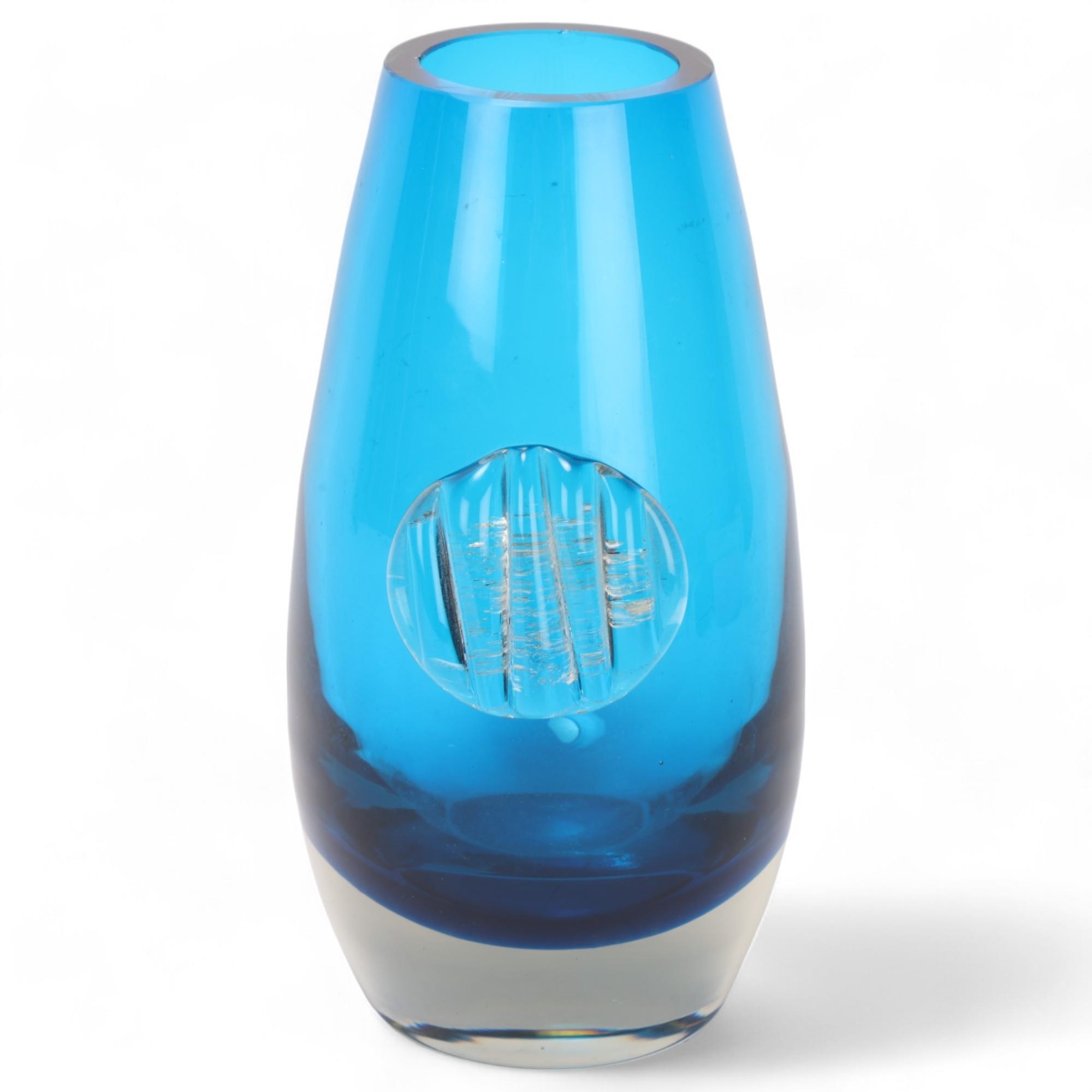 Milan Metelák | a 1960s'/70s' blue glass vase with applied shell (1960s ...