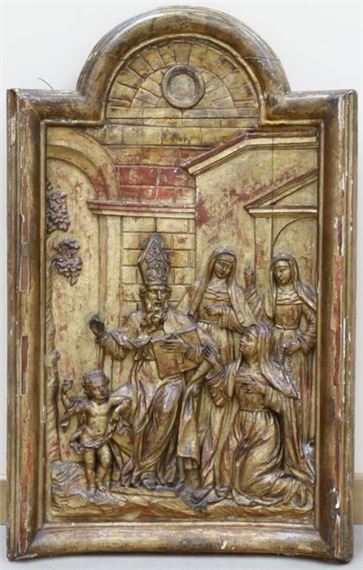 Ercole Ferrata | CARVED PANEL NUNS VISITING THE POPE Gilded wood School ...