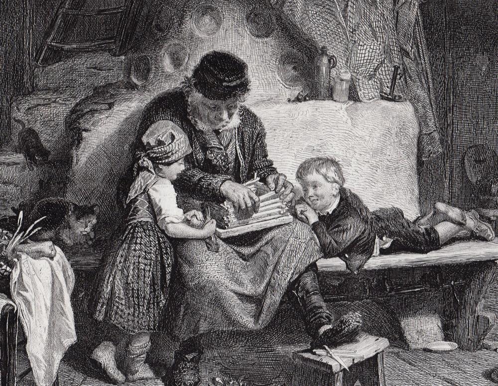 Konrad Grob | 1879 Konrad Grob The Bird Trap engraving signed (1879 ...