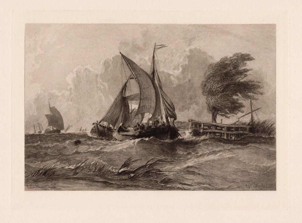 George Chambers | 1888 George Hyde Chambers A Windy Day etching signed ...