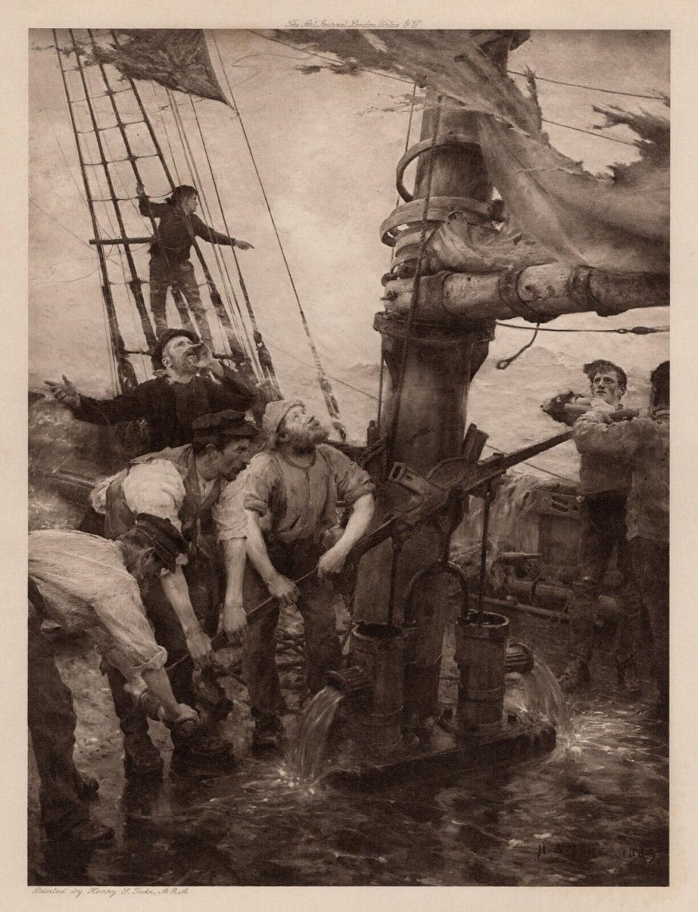 Henry Scott Tuke | HENRY SCOTT TUKE Antique Print SWAMPED BY THE STORM ...