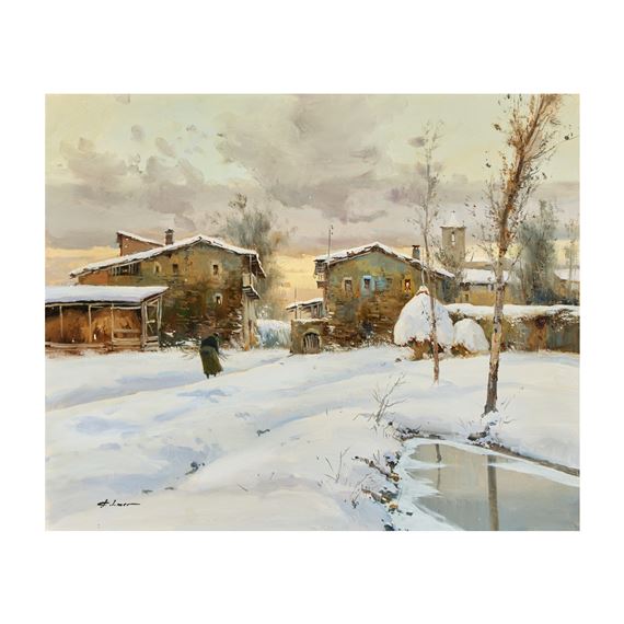 Josep Colomer Comas | Paisaje rural nevado | MutualArt