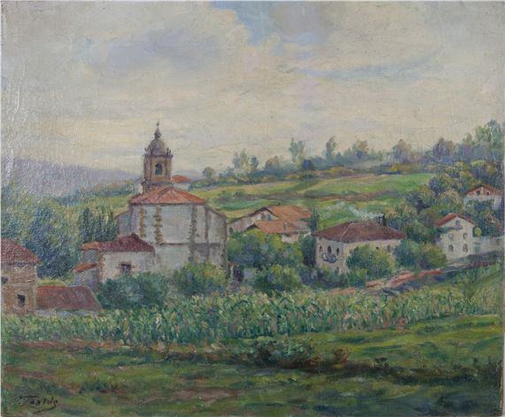 Juan Arechalde Joalde | Vista de Santa María de Getxo (1884) | MutualArt
