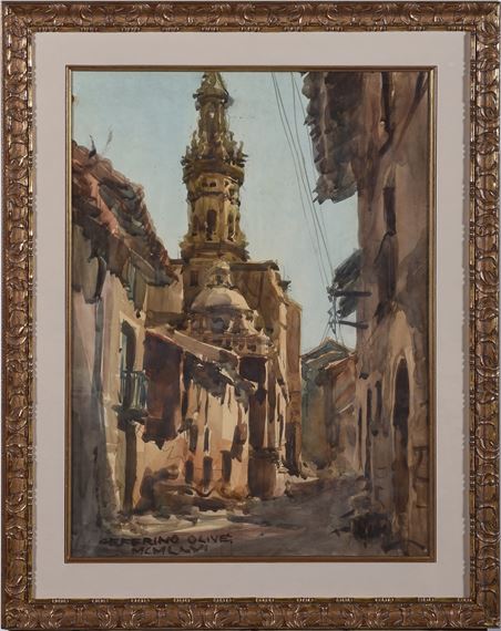 Ceferino Olivé | Paisaje con iglesia (1907) | MutualArt