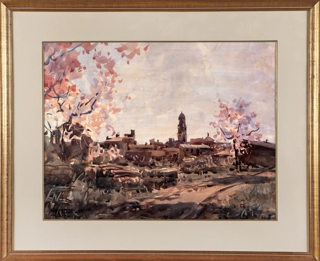 Ceferino Olivé | Paisaje con pueblo | MutualArt