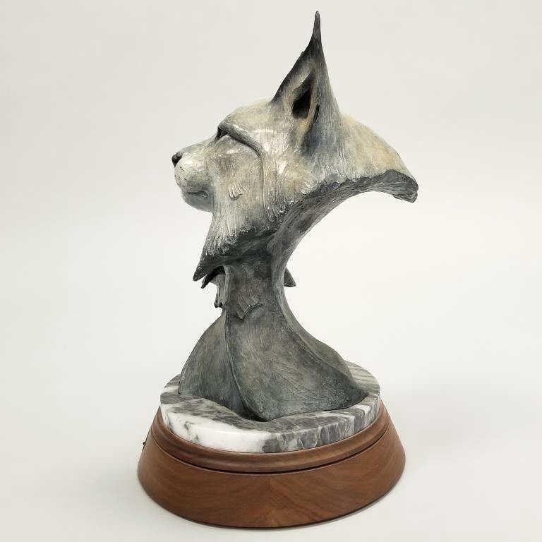 Robert Ball | Robert Ball bronze lynx with kitten Lynx Legacy | MutualArt