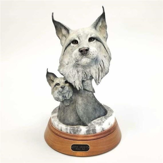 Robert Ball | Robert Ball bronze lynx with kitten Lynx Legacy | MutualArt