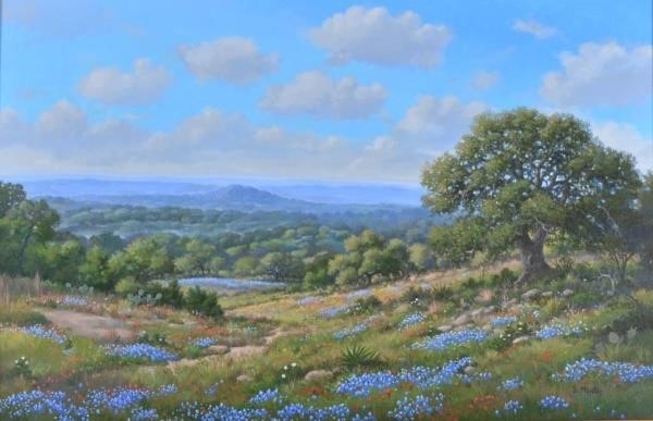 Sally Minter | Sally Minter Texas Bluebonnets Oil Painting | MutualArt