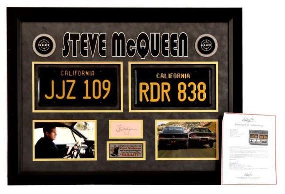 Steve McQueen | Steve McQueen Autograph & Bullitt Prop Plates | MutualArt