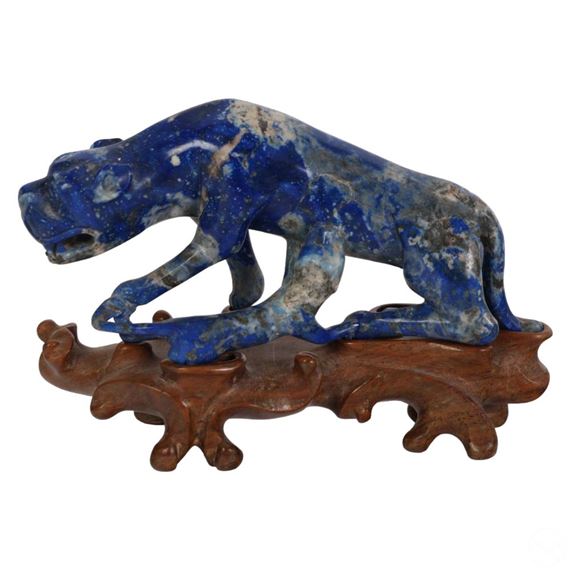 School Chinese | Chinese Carved Lapis Lazuli Foo Dog w/ Pup Statue ...