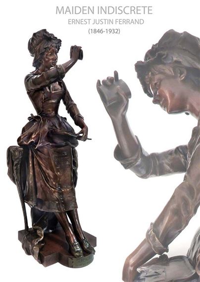 Ernest Justin Ferrand | 19th C. Important Original Bronze Maiden ...