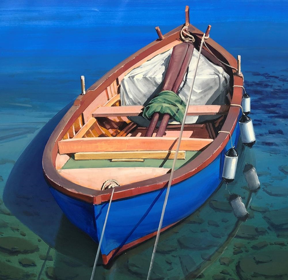 Fran Martin | Fran Martin Original Painting Rowboat II 40 x 40 Inches ...