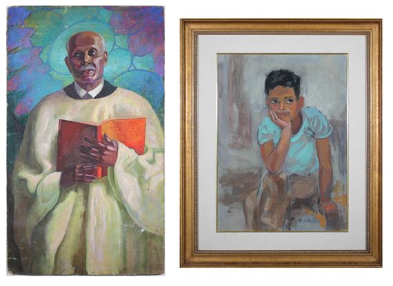 Pleasant Ray McIntosh | P.R. McINTOSH TWO ACRYLIC PORTRAIT PAINTINGS ...